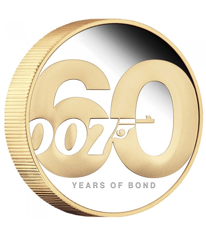 60 Years of Bond 2oz Silver Proof Gilded Coin-2022