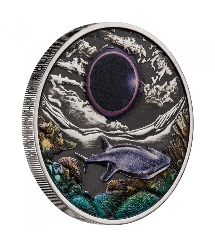 Ningaloo Eclipse 2023 2oz Silver Antiqued Coloured Coin